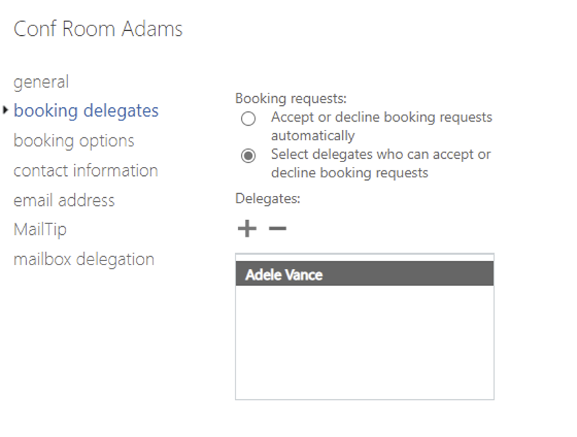 How to configure a meeting room delegate to manually approve/decline ...